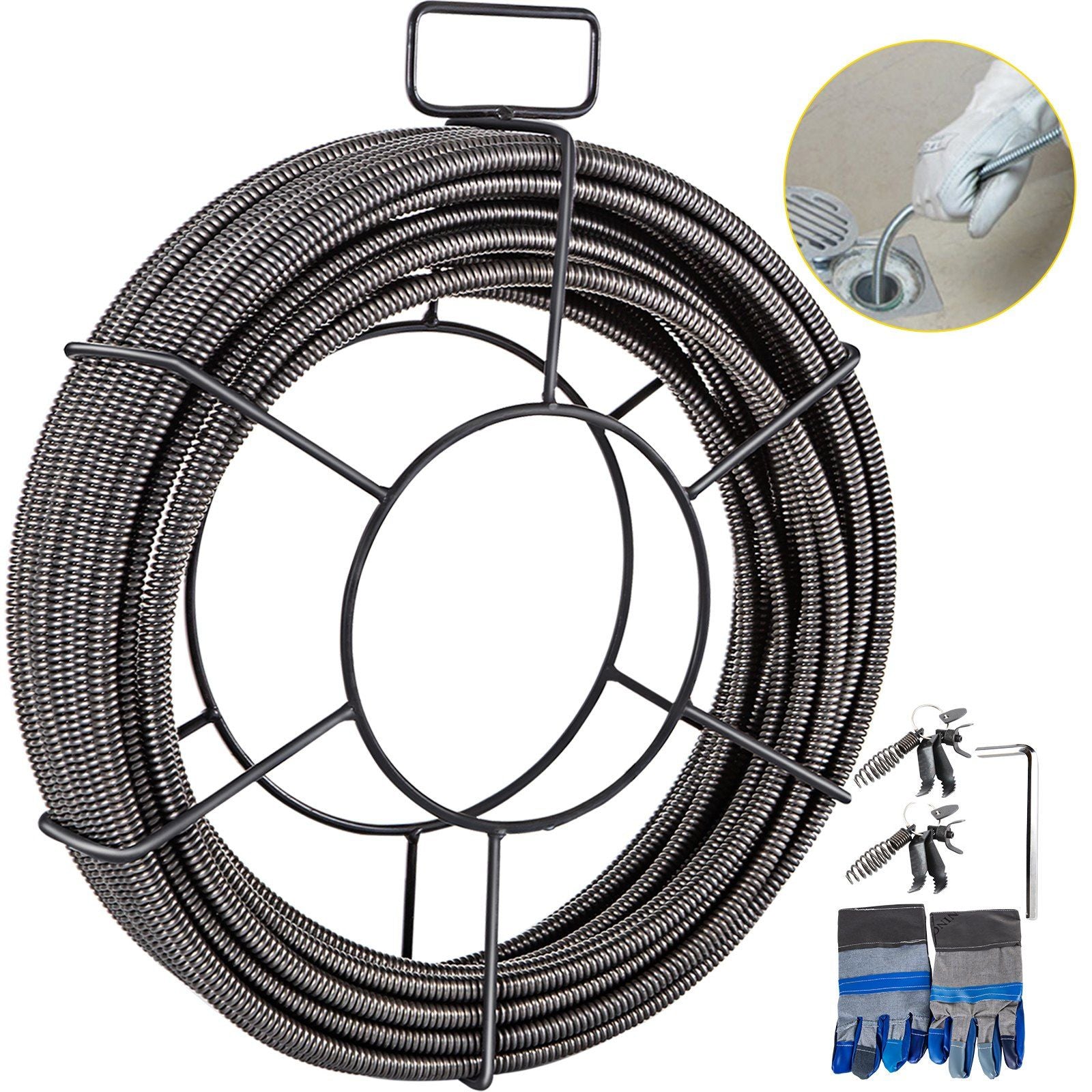 Drain Cleaning Cable 75 Feet x 3/8 Inch Solid Core Cable Sewer Cable D ...